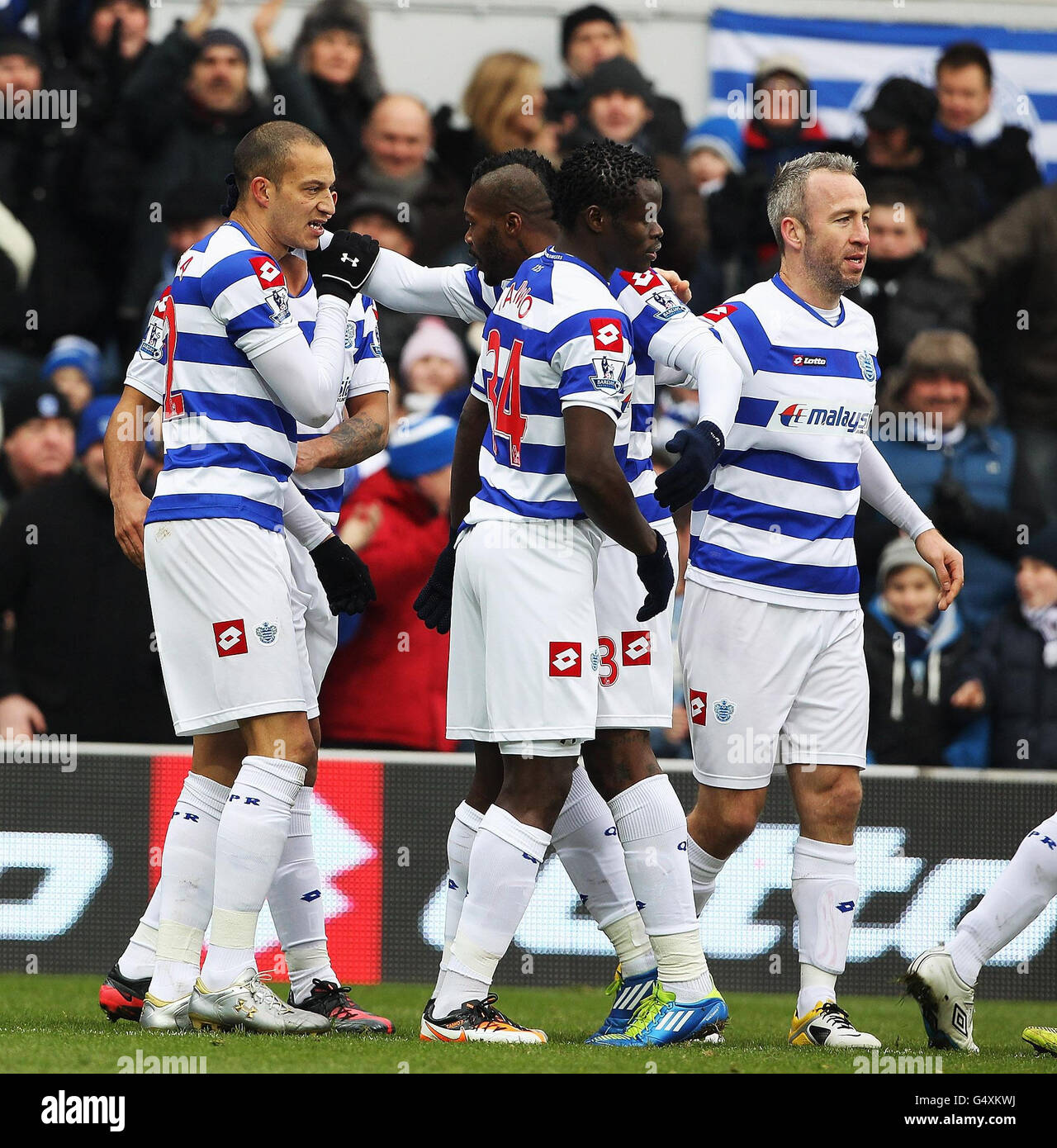 Queens Park Rangers' Bobby Zamora (left) celebrates scoring his sides ...