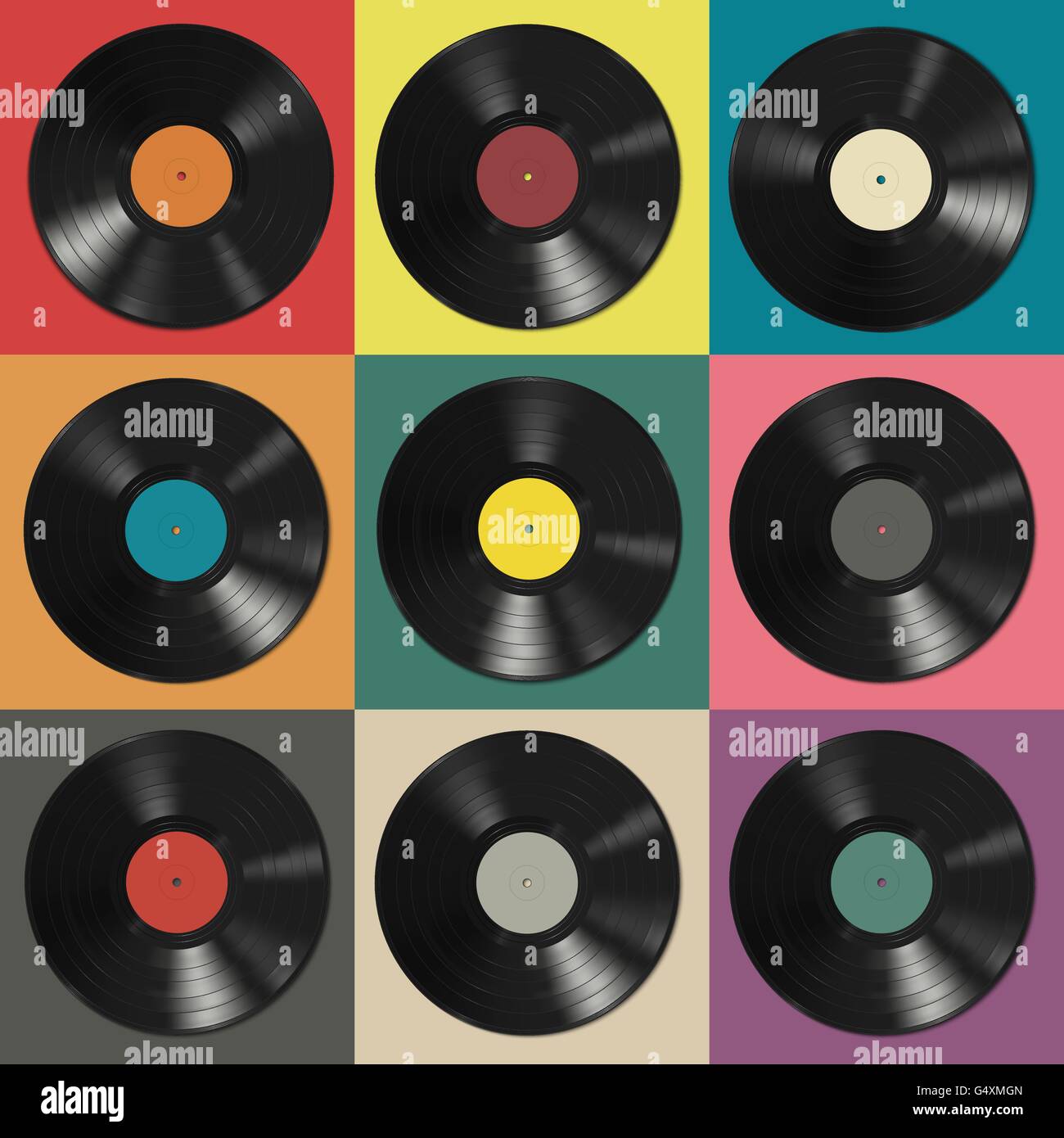 Vinyl records with colorful labels Stock Vector Image & Art - Alamy