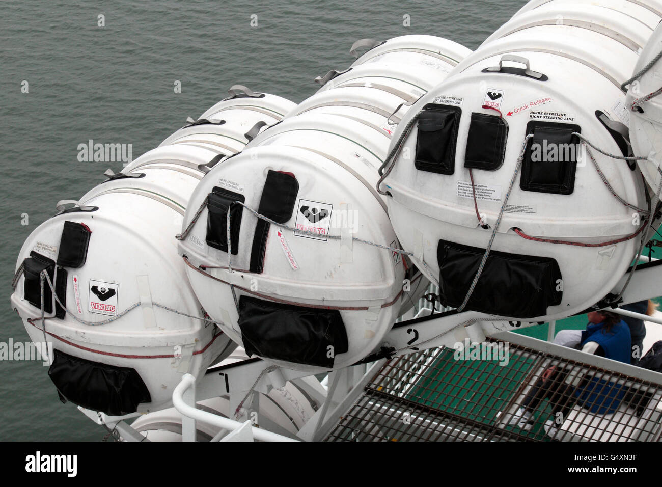 Three Viking throw overboard lift rafts on the Irish Ferries, Isle of ...