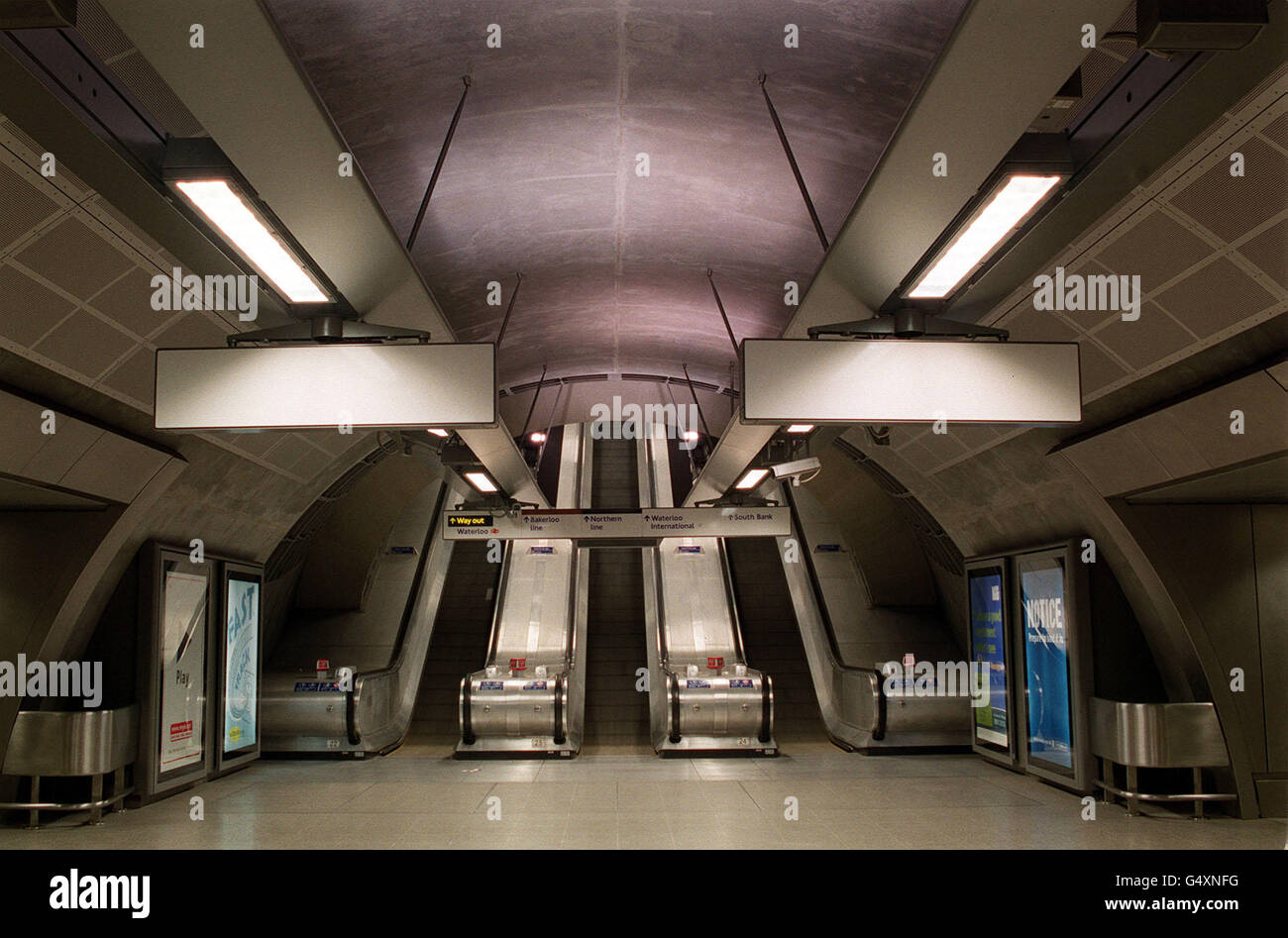 Escalators at the Waterloo Underground station, part of the London ...