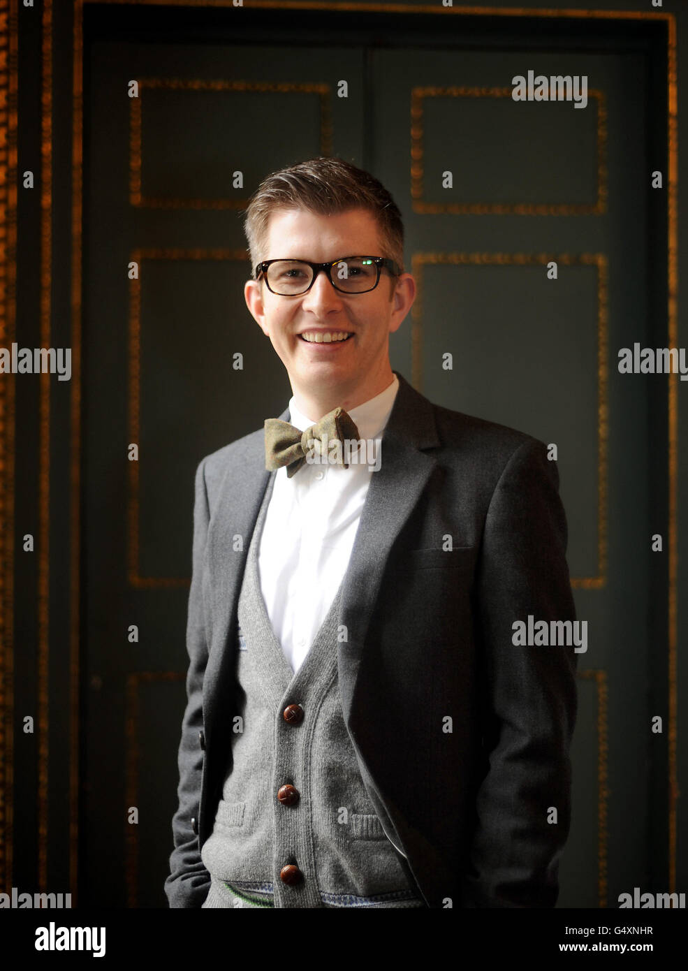 Gareth Malone poses for media after presenting a cheque in central ...
