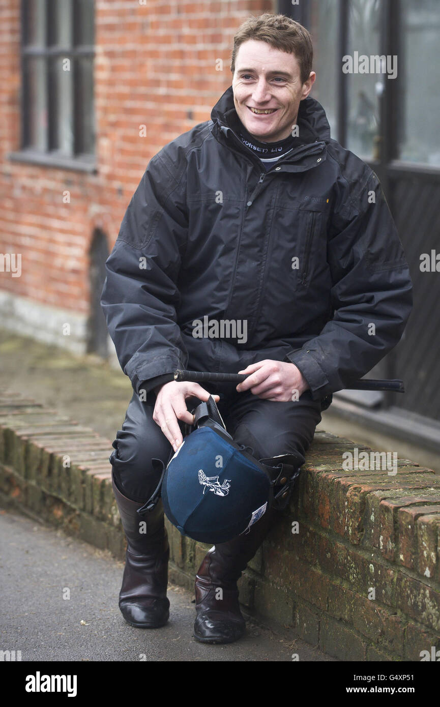 Jockey Daryl Jacob at Paul Nicholls Stables at Manor Farm in Ditcheat ...