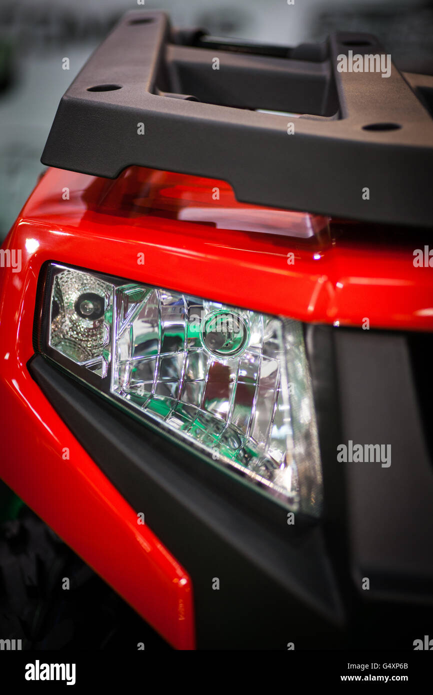 Detail on one of the LED headlights of an ATV Stock Photo - Alamy
