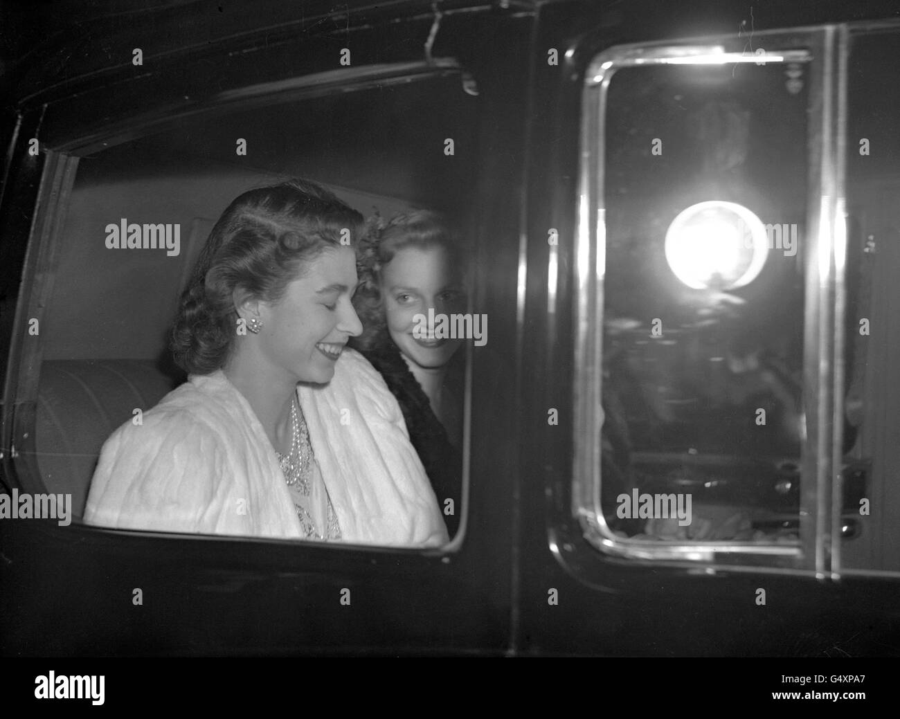 Princess Elizabeth driving from Buckingham Palace, the day before the announcement by the King ...