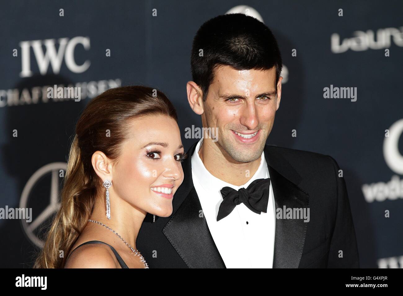 Novak Djokovic and girlfriend Jelena Ristic arriving for 2012 Laureus ...