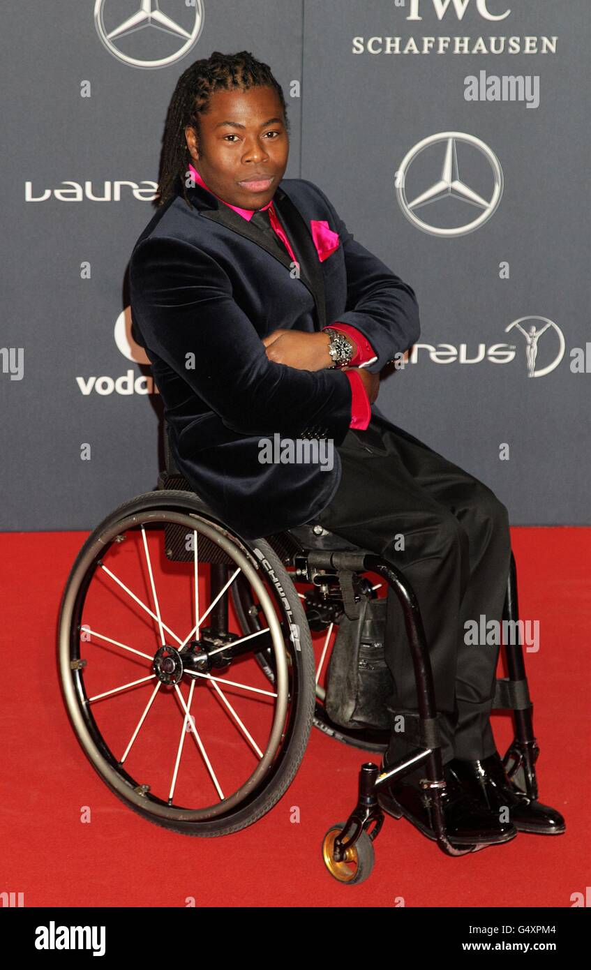 Ade Adepitan arriving for 2012 Laureus World Sports Awards, at Central ...