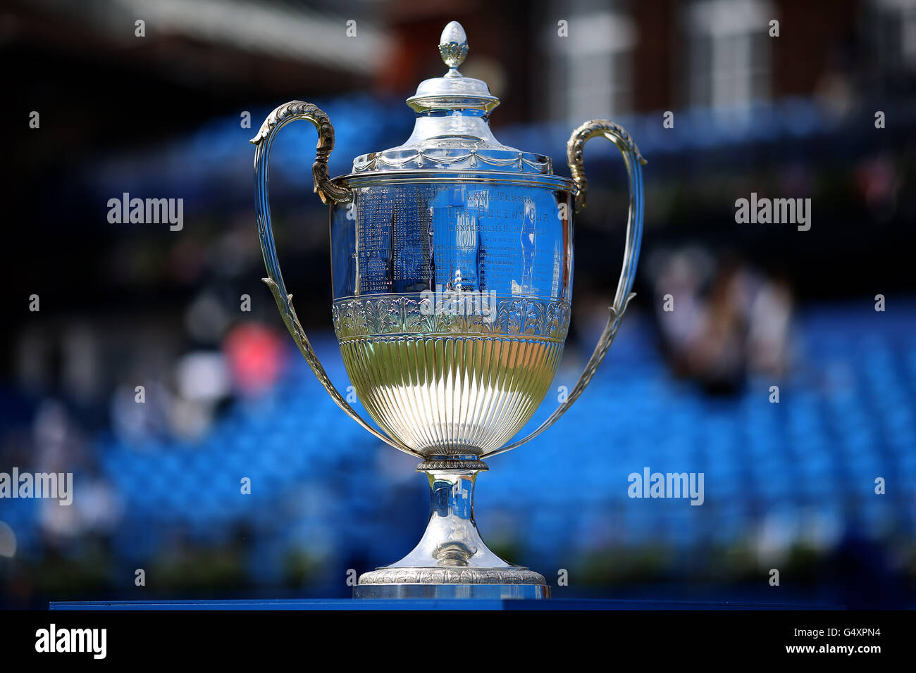 A general view of the Queen's trophy before the final of the 2016 AEGON ...