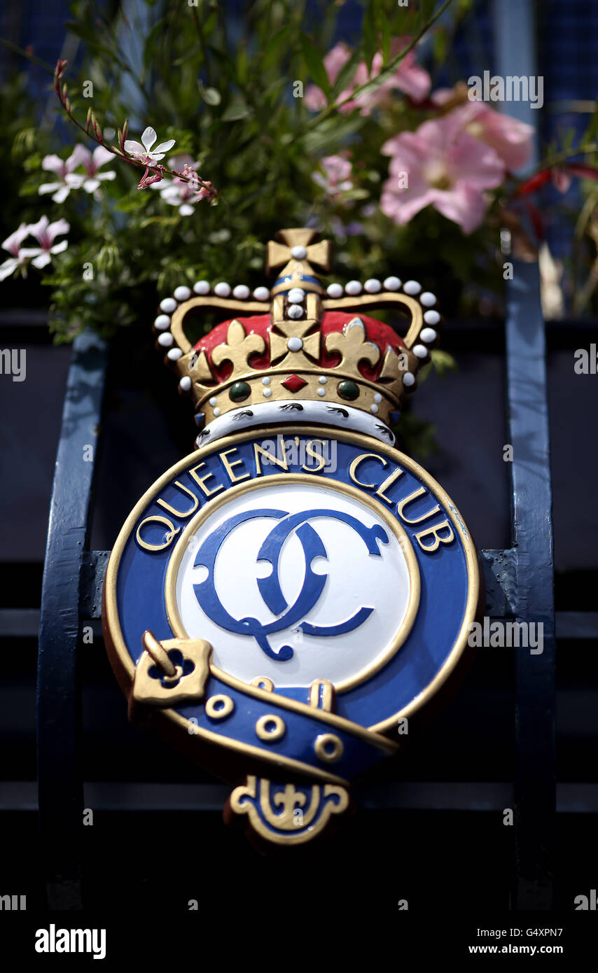 A general view of the Queen's club crest before the final of the 2016 ...