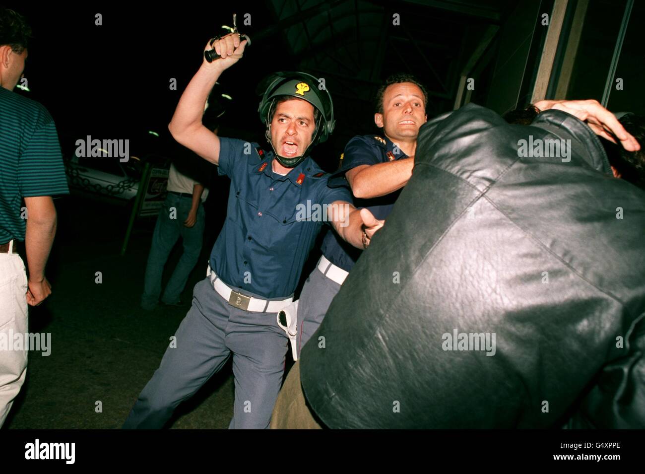 WORLD CUP FOOTBALL. FOOTBALL HOOLIGANS, A POLIZIA CHARGES AT ...