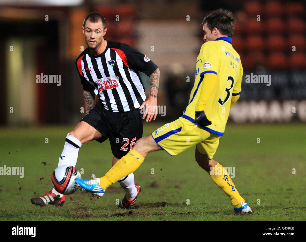 Dunfermline's Jordan McMillan (debut) and Kilmarnock's Gary Hay during ...