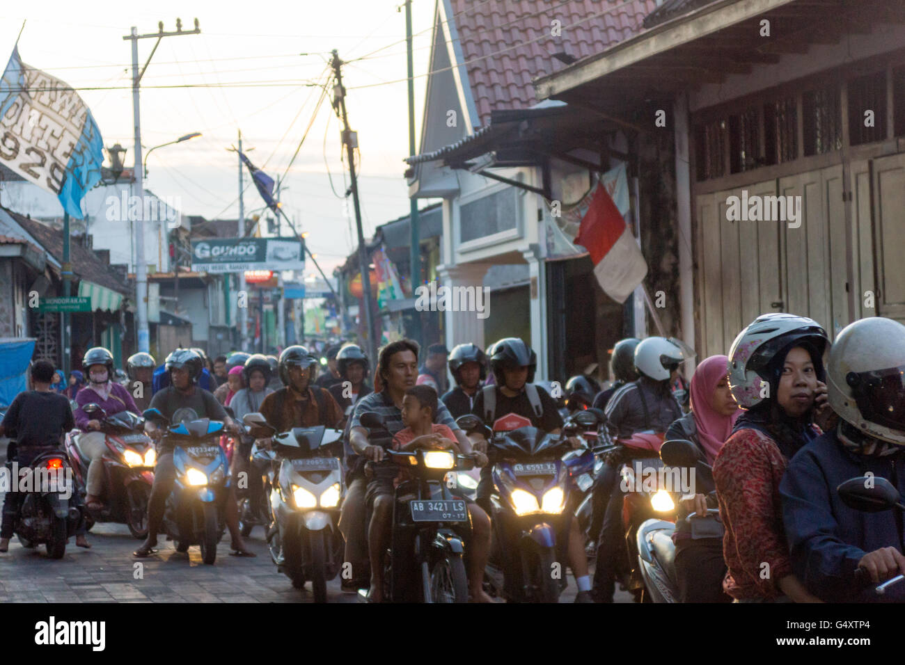 Indonesia, Java, Yogyakarta, Street Scene - Road Traffic Stock Photo ...