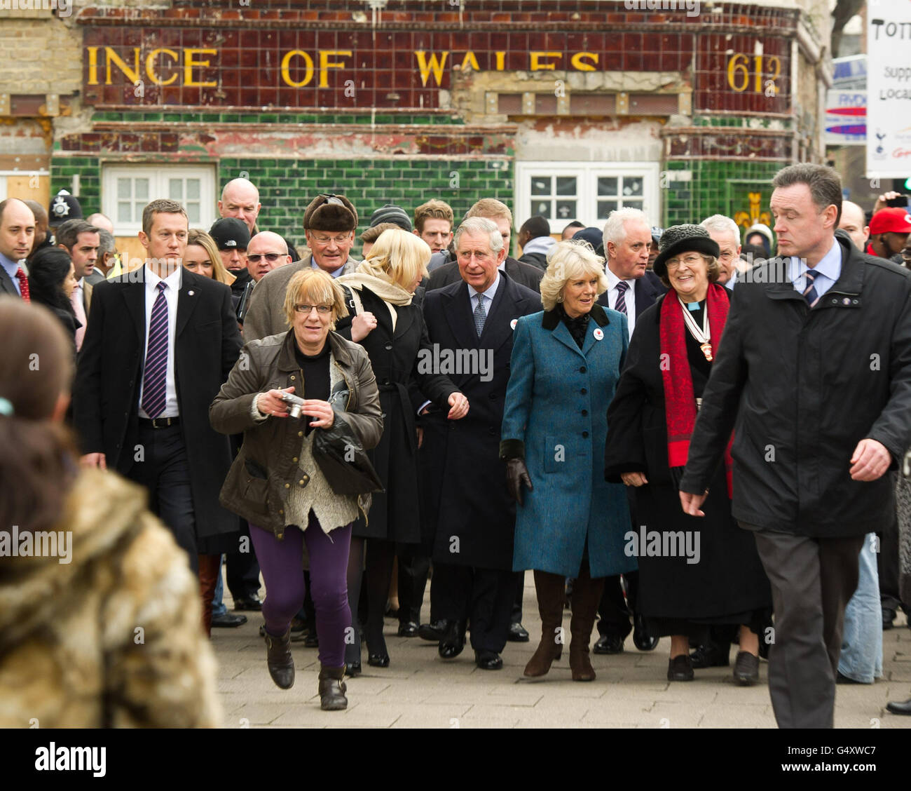 The prince wales duchess cornwall visit tottenham hi-res stock ...