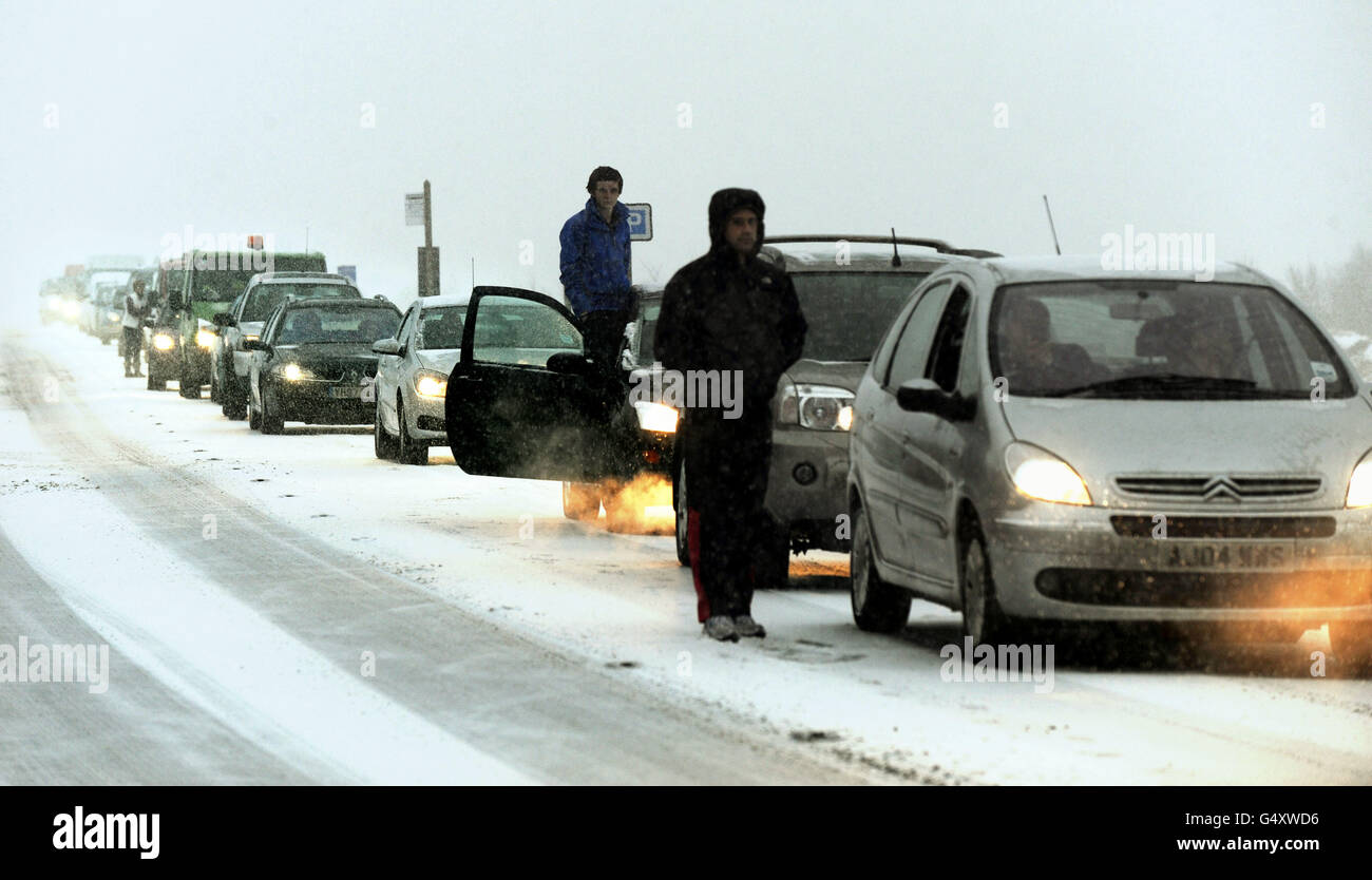 Cars are stuck on the A169 road between Pickering and Whitby, as a ...