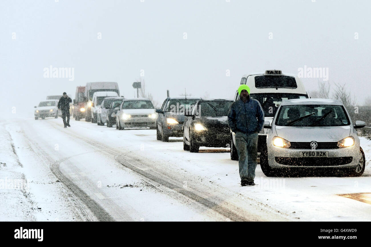 Cars are stuck on the a169 road between pickering whitby hi-res stock ...