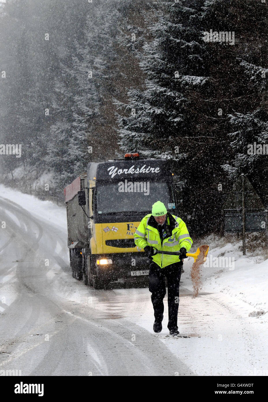 A lorry is stuck on the A169 road between Pickering and Whitby, as a ...