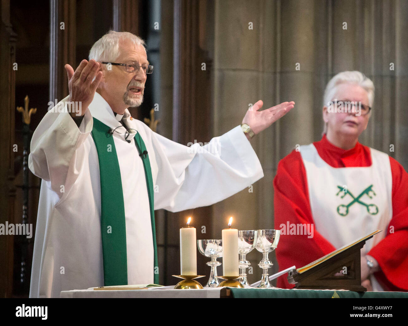 The Rev Paul Knight (left) during a church service for Jo Cox at St ...