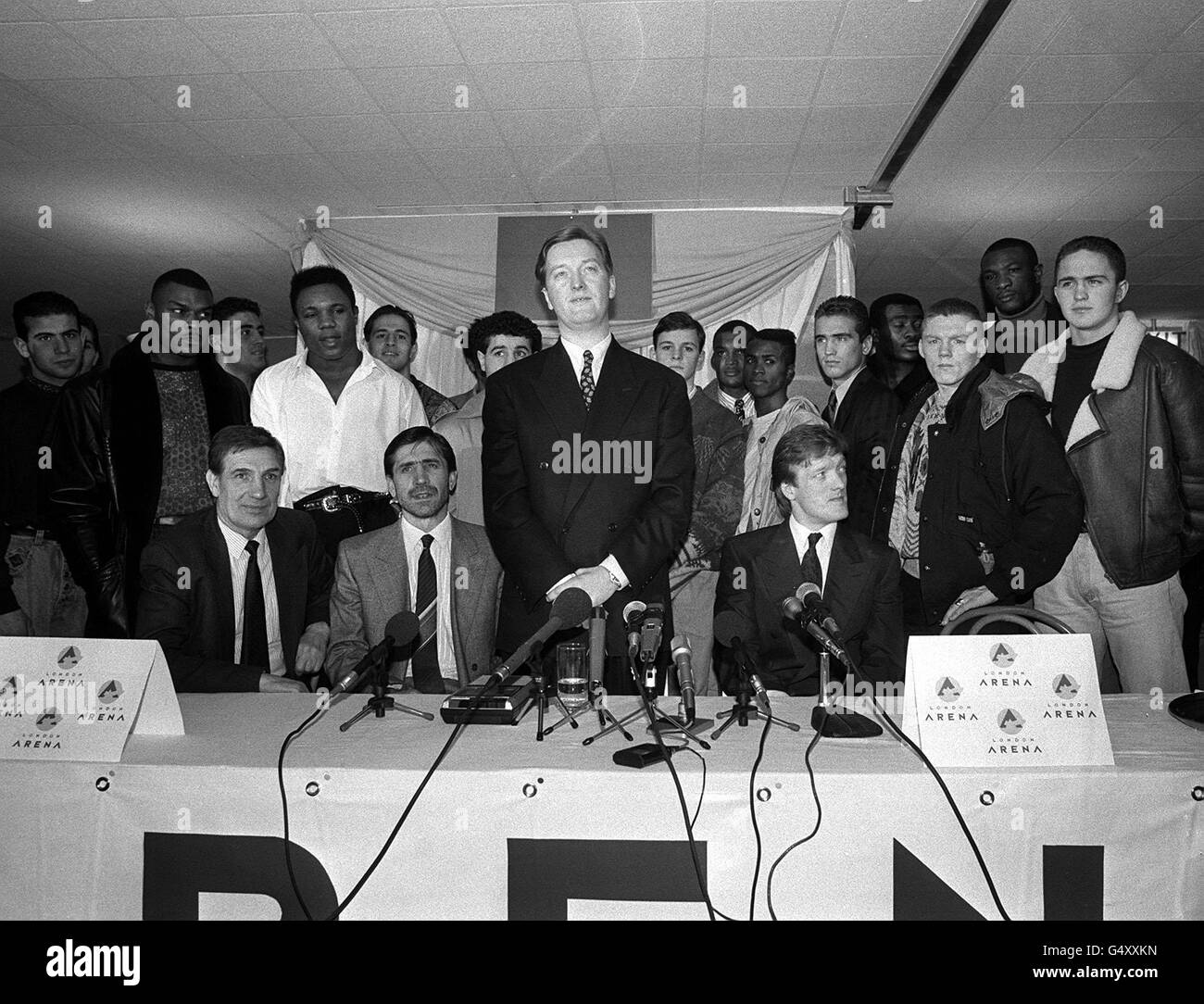 Boxing promoter Frank Warren with his stable of boxers in London. It ...