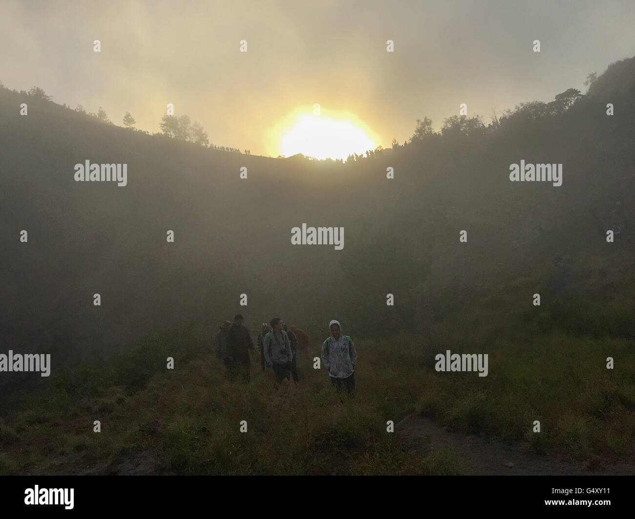 Indonesia, Bali, Bangli, ascent of the layer volcano Mount Batur at ...