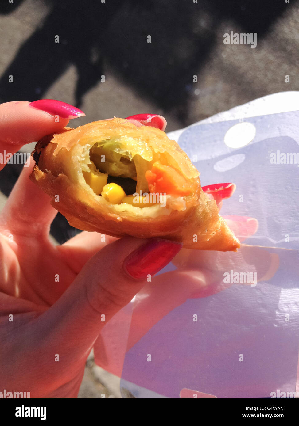 South Africa, Western Cape, Cape Town, close-up of a spring roll Stock ...