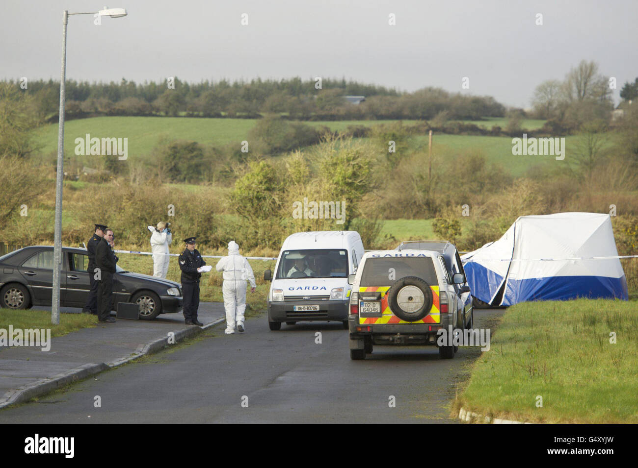 Gardai at the scene of the fatal shooting in cloonfad hi-res stock ...