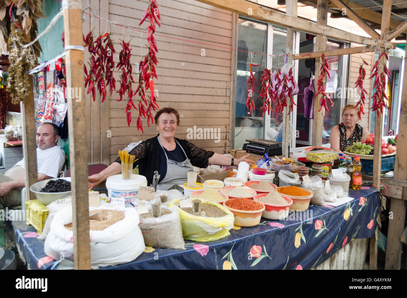 Georgia, Kutaisi, bazaar, spice stand, we bought Svanuri (special ...