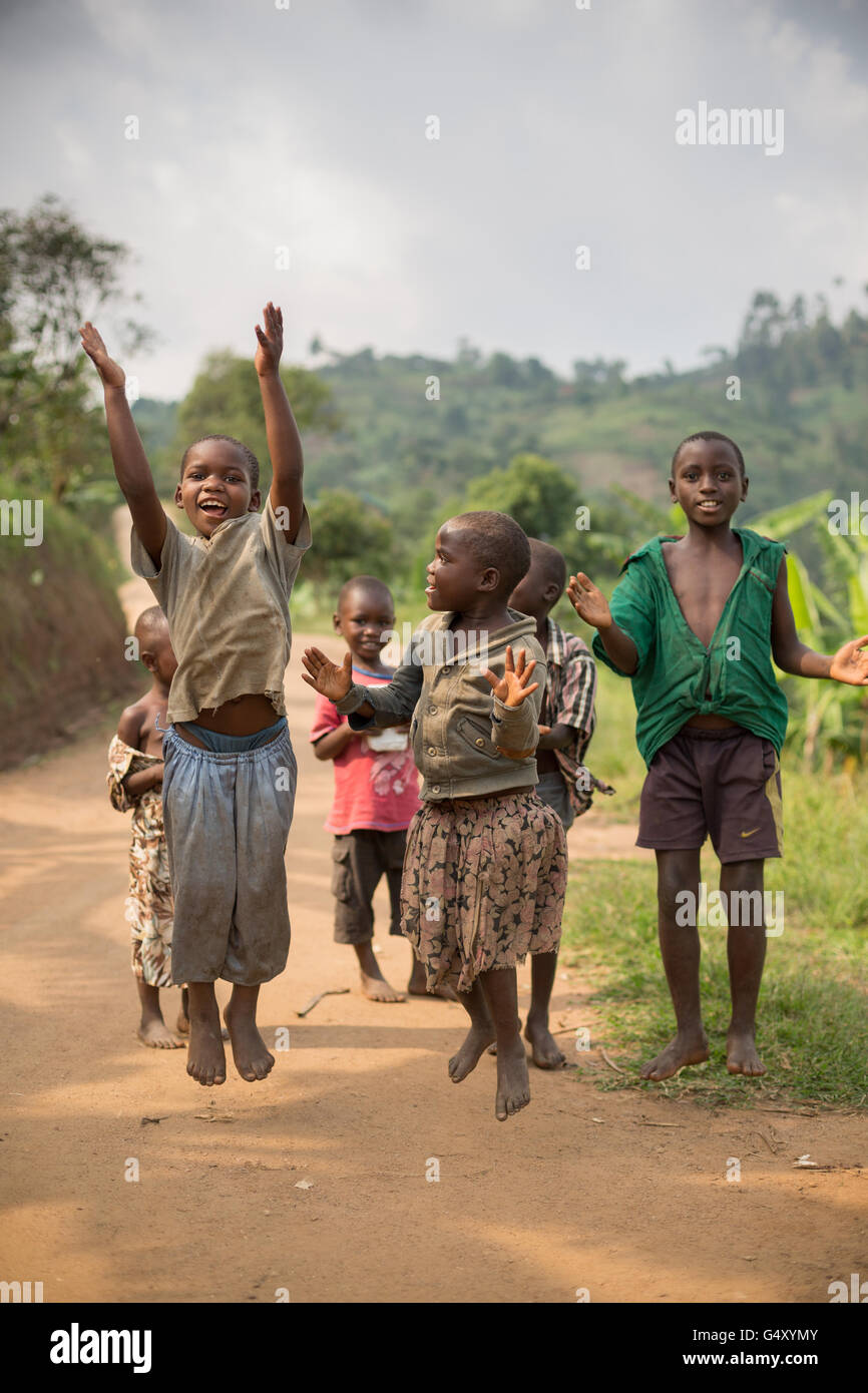 Happy children in rural Kasese District, Uganda, East Africa Stock ...