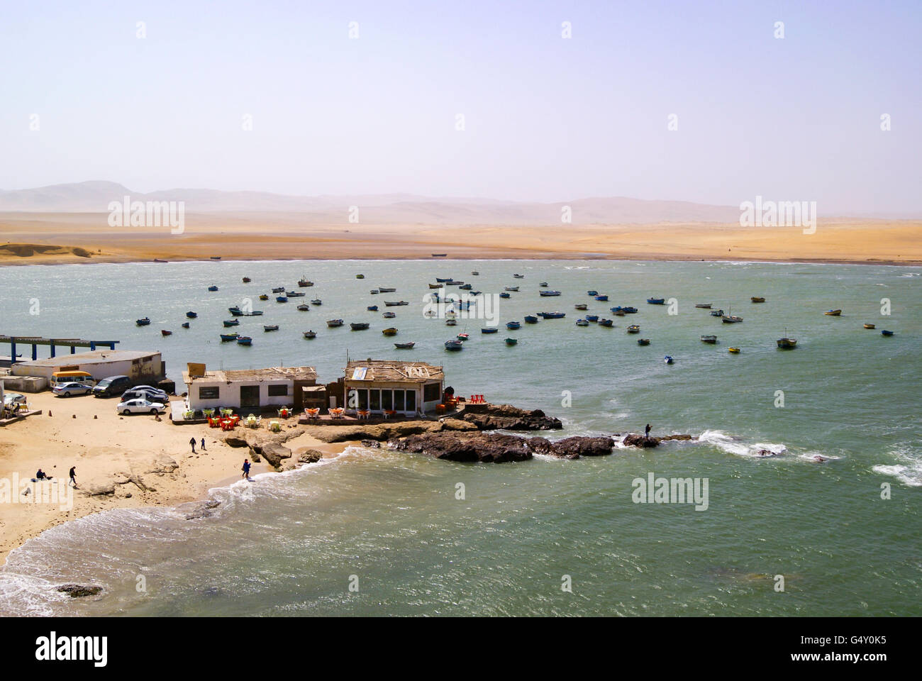 Peru, Paracas Nature Reserve, boats in the sea Stock Photo - Alamy
