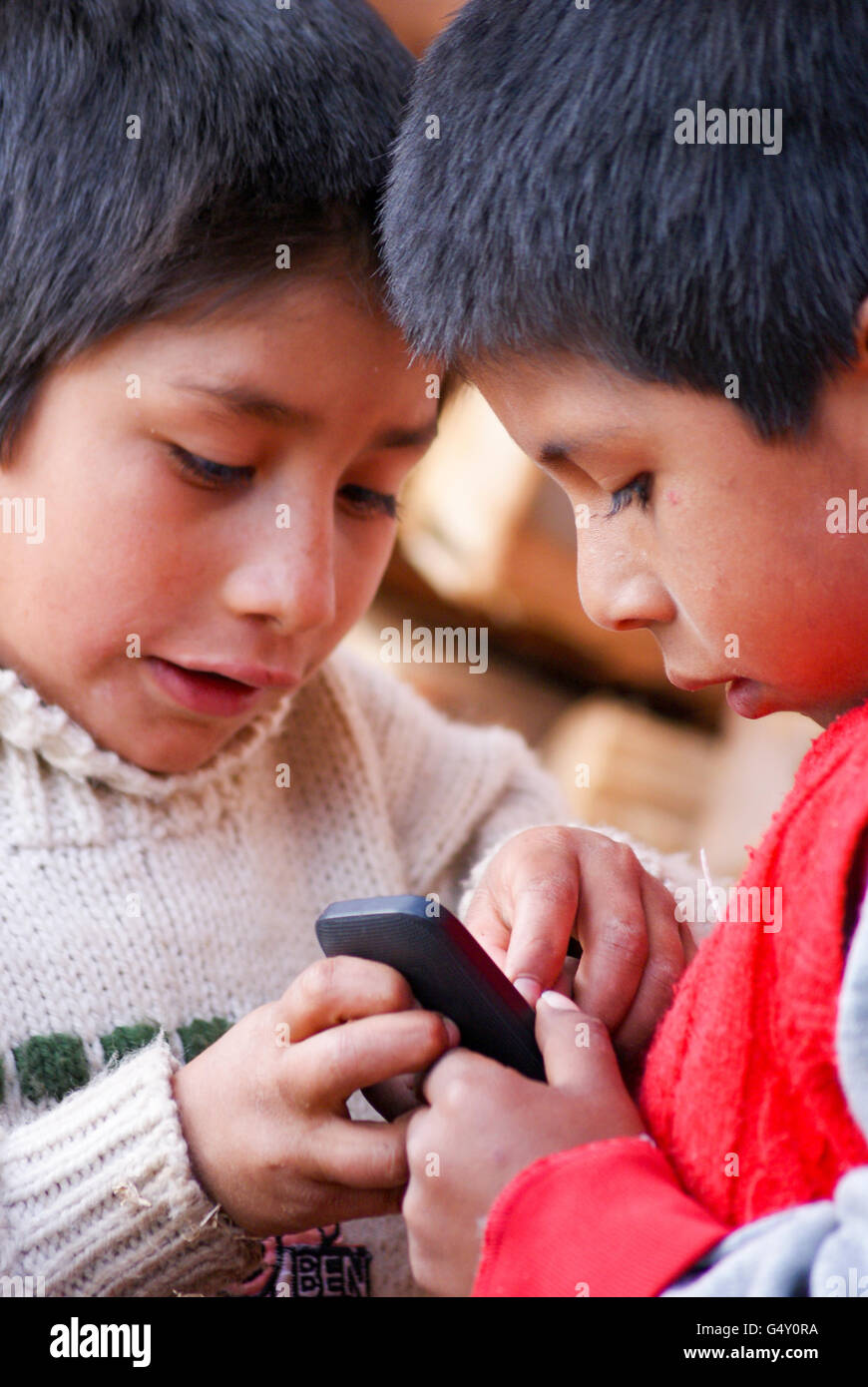 Peru, Urubamba, children's village Munaychay, Peruvian children playing ...