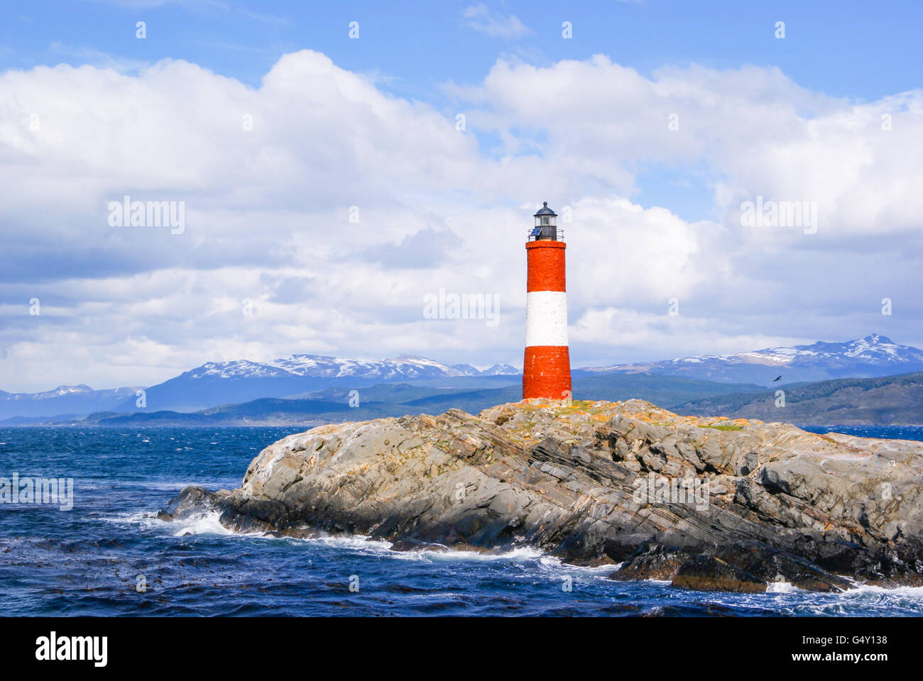 Argentina, Lighthouse on the Cliffs, Ushuia, Beagle Channel Stock Photo ...