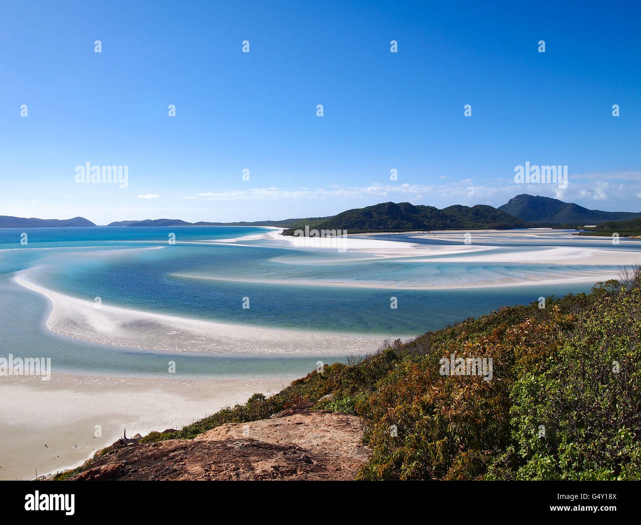 Australia, Whitsunday Islands, White Heaven Beach, view over the beach ...