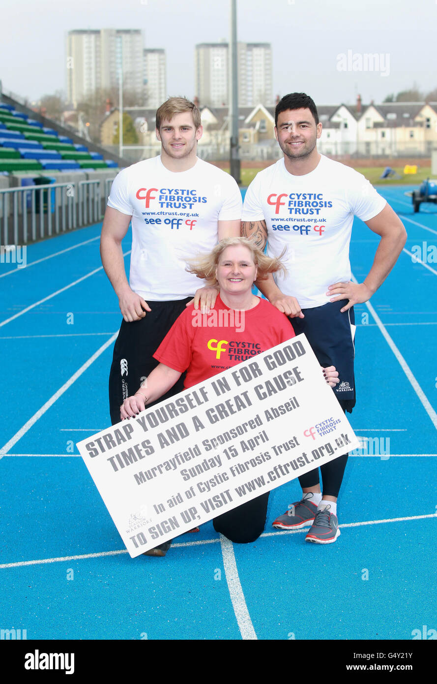 Glasgow Warrior's Pat MacArthur (left) and Troy Nathan pose with Cystic ...