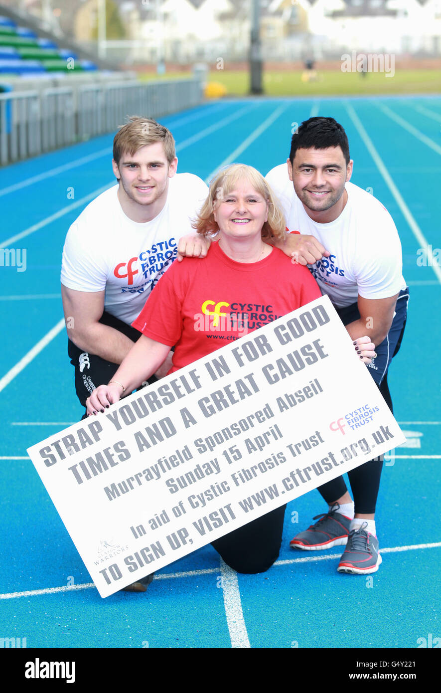 Glasgow Warrior's Pat MacArthur (left) and Troy Nathan pose with Cystic ...