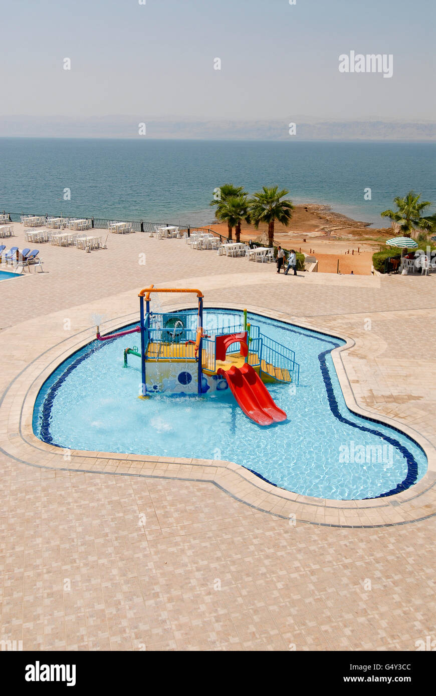 JORDAN , Dead Sea Spa Hotel at dead sea , the water level of Dead sea ...