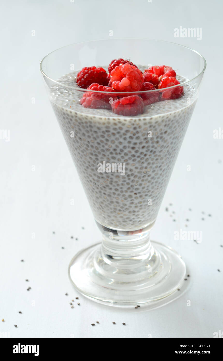 coconut chia seed pudding with fresh berries Stock Photo - Alamy