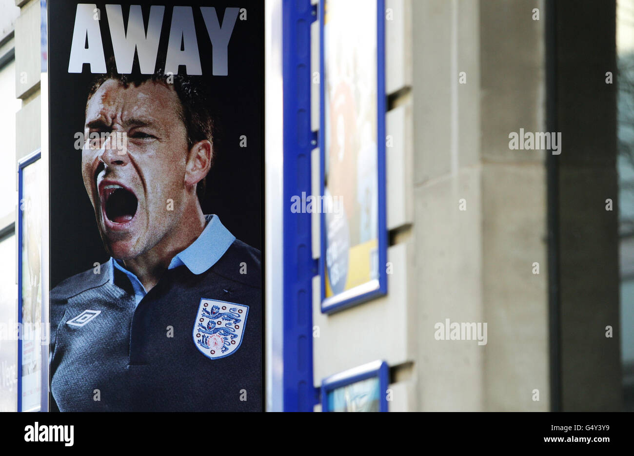 A poster outside JJB in Manchester showing John Terry, who has been ...
