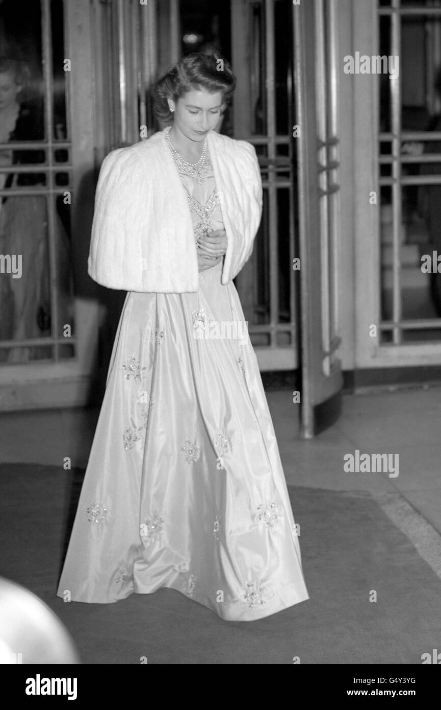 Princess Elizabeth as she left the Dorchester Hotel, London, the day before the announcement by ...