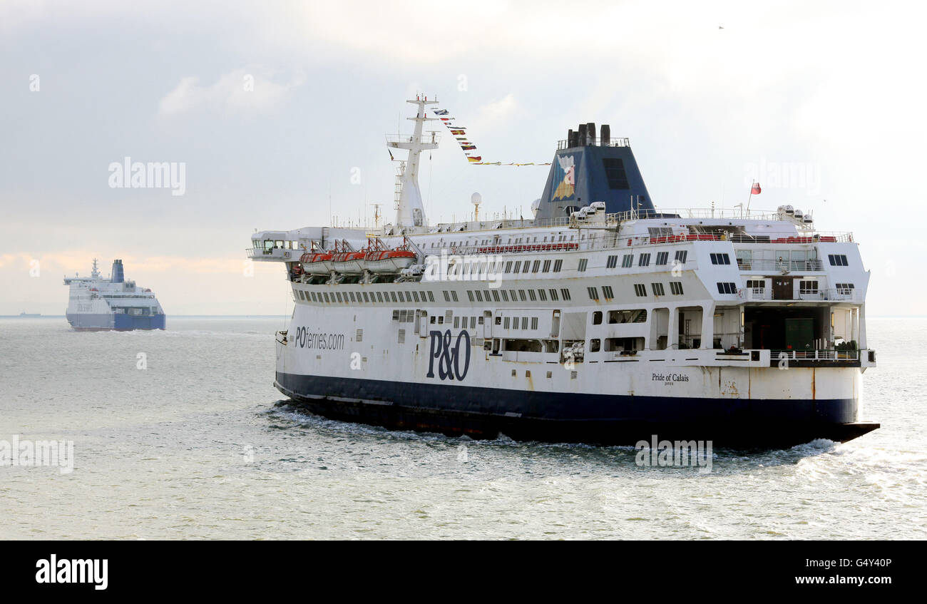 The P&O Ferries Pride of Calais follows the DFDS Seaways Dunkerque ...
