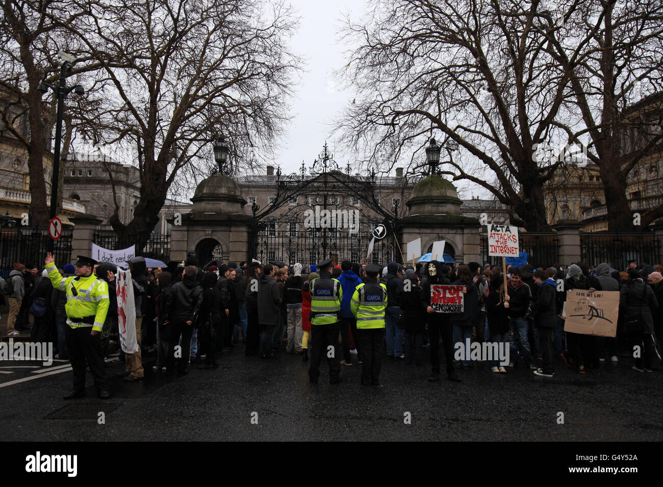 Internet users hold a protest march in Dublin against SOPA (Stop Online ...