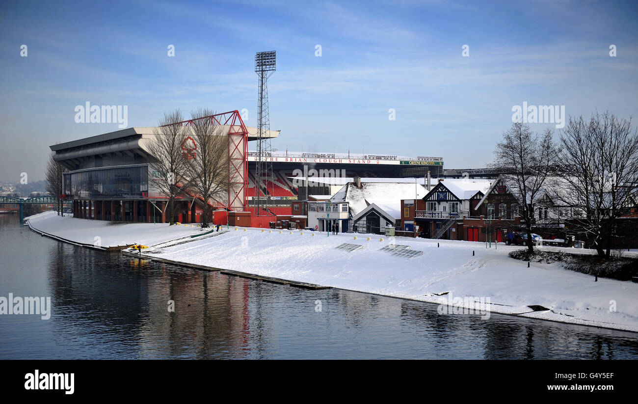 A general view of Nottingham Forest's home ground of the City Ground ...