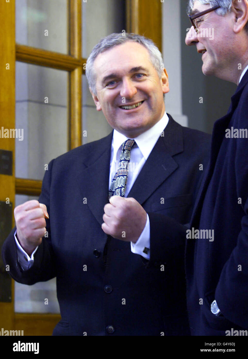 Irish Prime Minister Bertie Ahern shows his delight after his meeting ...