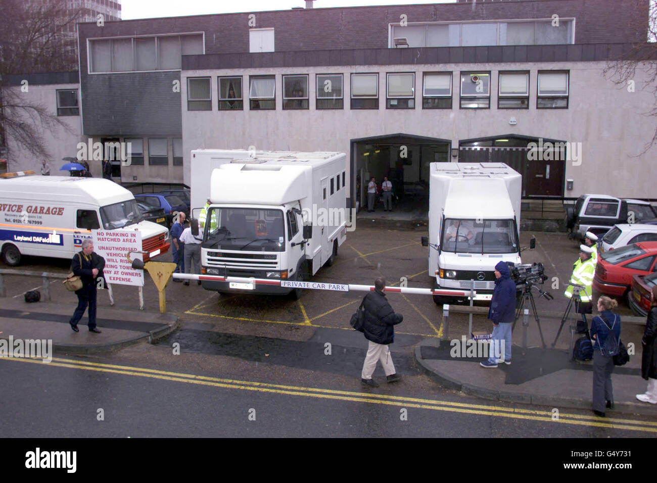 Press surround security vehicles at Southend magistrates court as the ...
