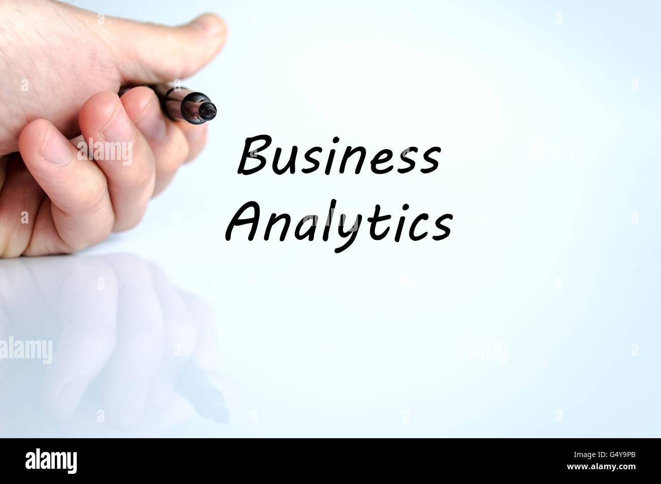 Business analytics text concept isolated over white background Stock ...