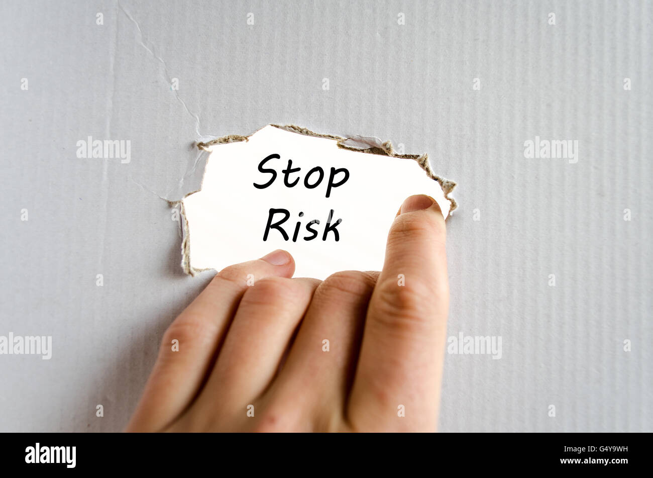 Stop risk text concept isolated over white background Stock Photo - Alamy