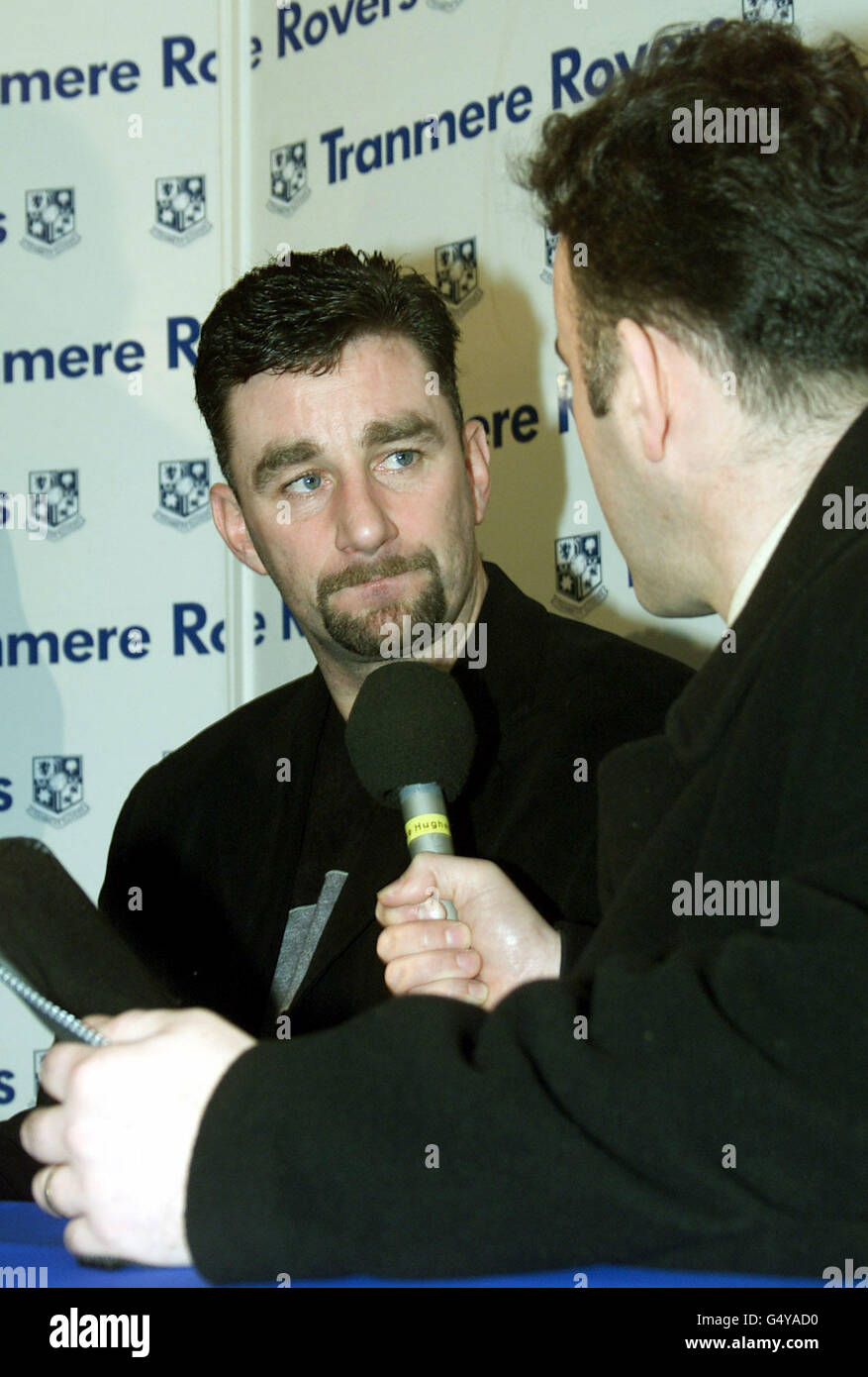 Tranmere Rovers manager John Aldridge (left) answers questions during a ...