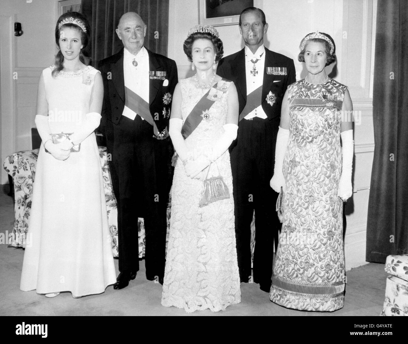 Queen Elizabeth II, the Duke of Edinburgh and Princess Anne with the ...