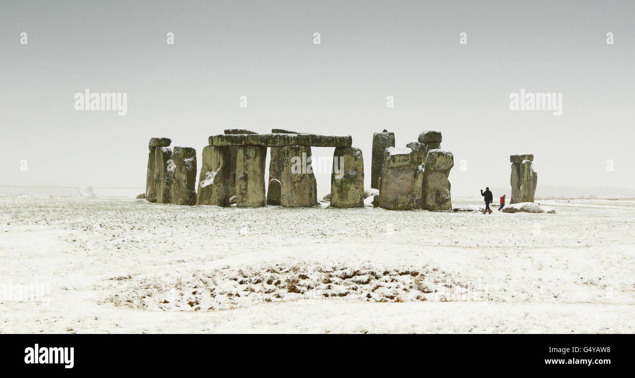 A general view of Stonehenge in Wiltshire, following overnight snow ...