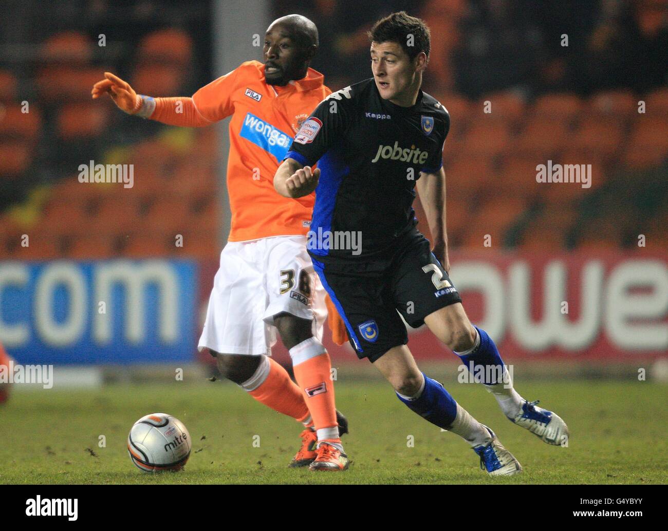 Blackpools lomano lualua and portsmouths joel ward hi-res stock ...