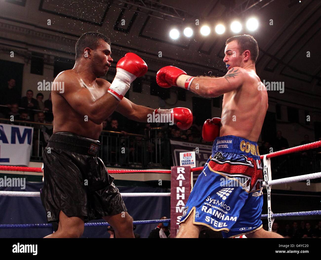 Kevin Mitchell (right) in action against Felix Lora their bout at York ...