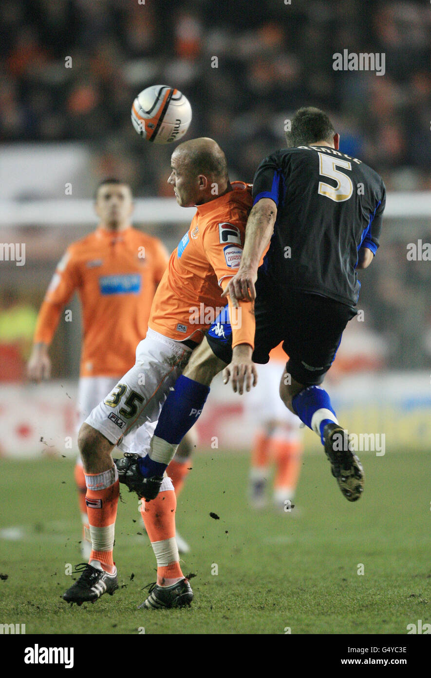 Blackpools roman bednar and portsmouths jason pearce hi-res stock ...