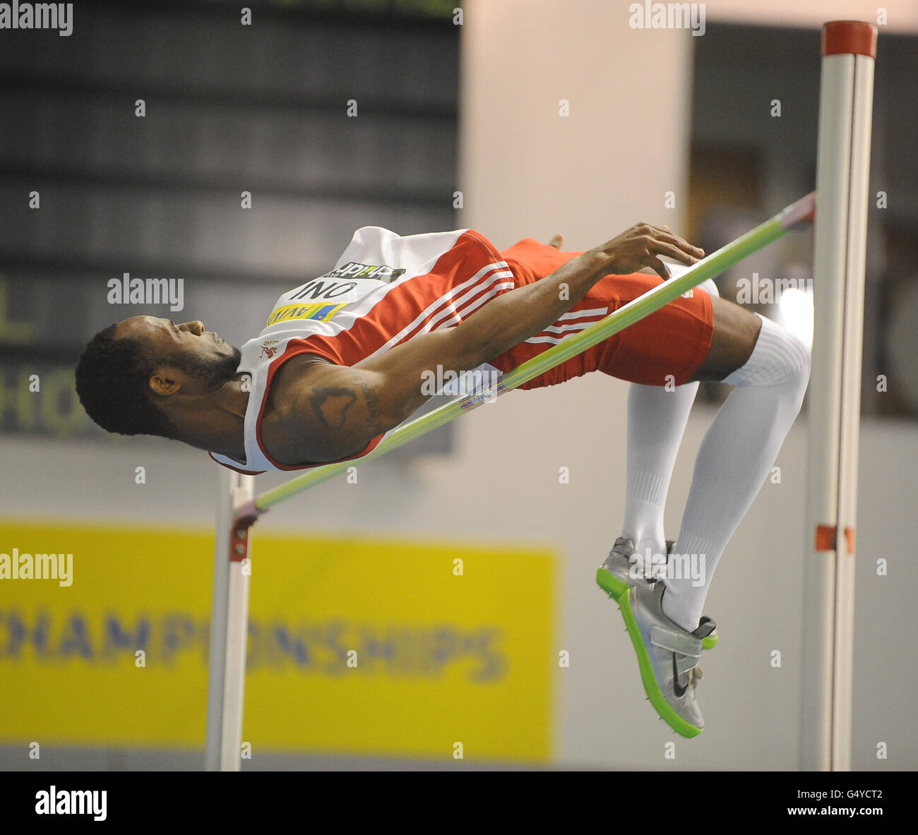 Great Britain's Samson Oni in action on his way to winning the High Jump Stock Photo - Alamy